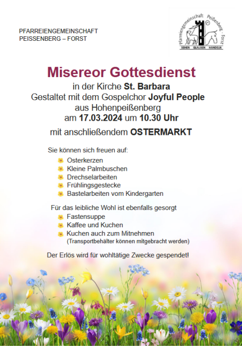 Misereor Gottesdienst – Pfarreiengemeinschaft Peissenberg-Forst
